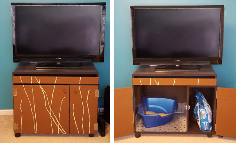 DIY Cat Litter Enclosure (from a computer desk)